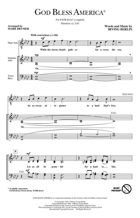 God Bless America Sheet Music By Mark Brymer Sku 08703403 Stanton