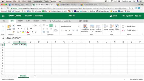 excel online time zone incorrect even though correct time zone set in