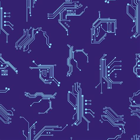 Premium Vector Circuit Board Elements Seamless Pattern Background