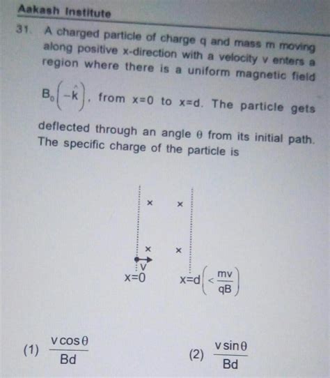[answered] Aakash Institute 31 A Charged Particle Of Charge Q And Mass
