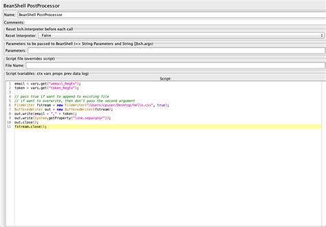 jmeter how to save variables to a file after getting the data using a