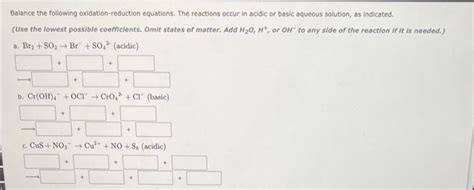 Solved Balance The Following Oxidation Reduction Equations