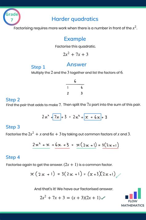 Factorising Quadratics Worksheet Answers