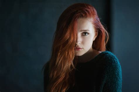 Wallpaper Face Women Redhead Model Depth Of Field Long Hair Red