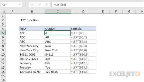 how to use the excel left function exceljet