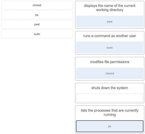 match the linux command to the function not all options are used