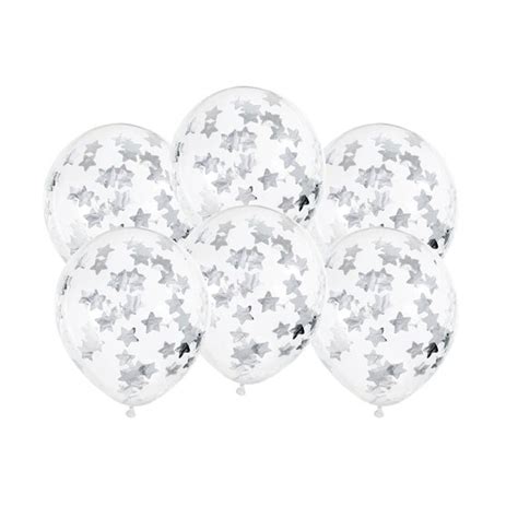Silver Star Confetti Balloons 6ct New Years Eve Party Decor Outer