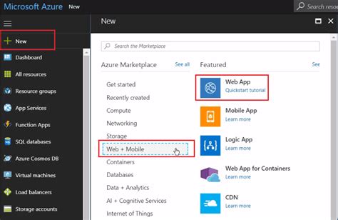 how to create website in microsoft azure from azure portal