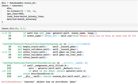 attributeerror learner object has no attribute pbar