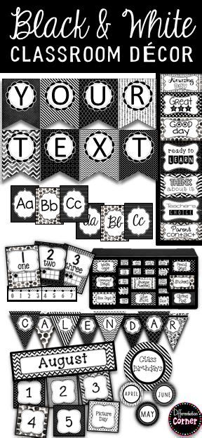 Black And White Classroom Decor Bundle Editable Classroom Decor