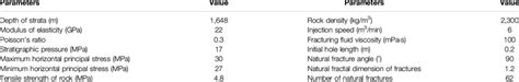 Numerical Simulation Parameters Of Hydraulic Fracturing In