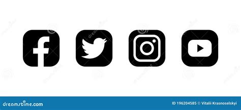 Set Of Facebook Twitter Instagram And Youtube Icons Social Media Icons