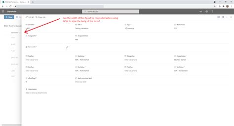 is it possible to control the width of the sharepoint flyout form when