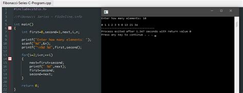fibonacci series c program