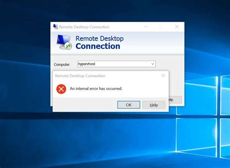 remote desktop connection an internal error