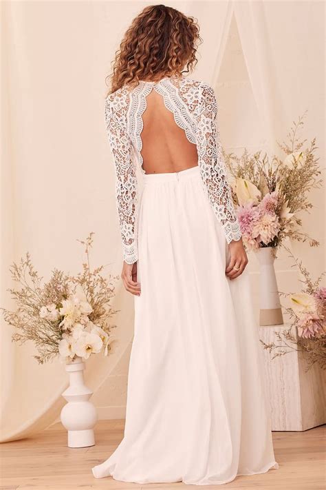 Awaken My Love White Long Sleeve Lace Maxi Dress