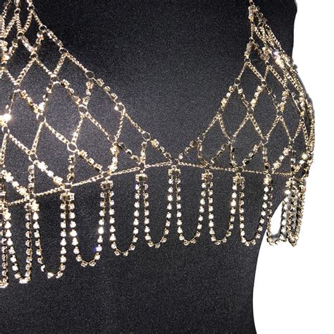 Diamond Fringed Rhinestone Body Chest Chain Bra Chain Sexy Etsy