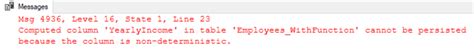 computed columns with scalar functions sql server