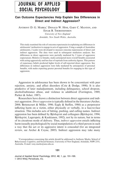 Pdf Can Outcome Expectancies Help Explain Sex Differences In Direct