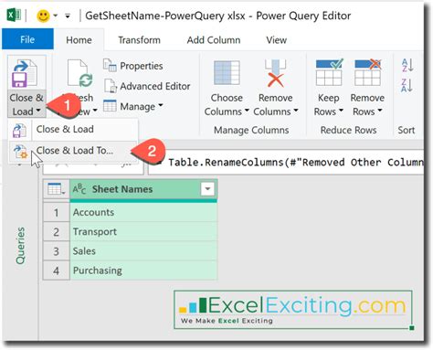 get sheet names using power query excel for mac and windows excel