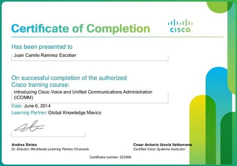 cisco certified course completion certificate 1123710