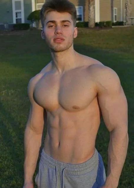 Shirtless Male Hunk Beefcake Muscular Jock Kneeling Lake Hot Guy 4x6