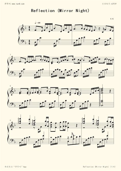 《deemo Reflection 镜夜 钢琴谱》v K克（五线谱 钢琴曲 指法） 弹吧 蛐蛐钢琴网