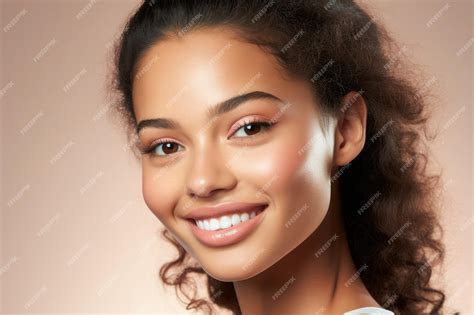 Premium Ai Image Close Up Of Beautiful Face Glow Skin And Plump Lips