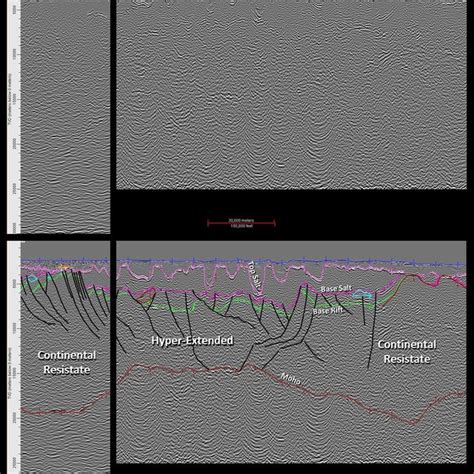Depth Seismic Section Displaying Continental Crustal Domains The