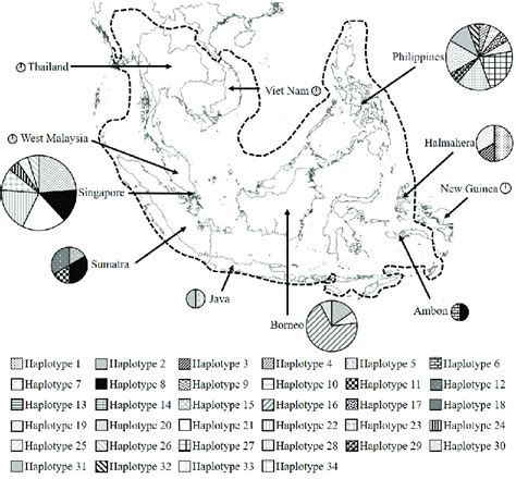 sample geographic origins distribution of the reticulated