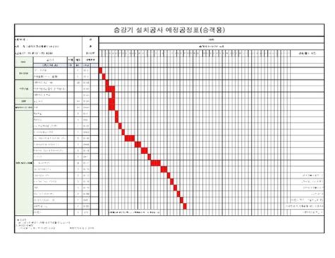 승강기 설치공사 예정공정표