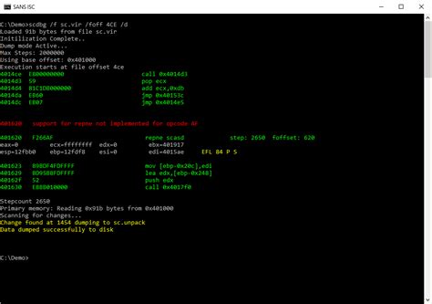 analyzing encoded shellcode with scdbg