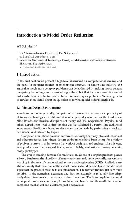 Pdf Introduction To Model Order Reduction