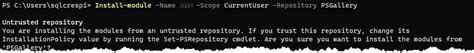 the ‘install module command was found in the module ‘powershellget