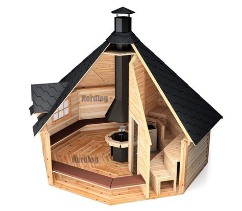 Nordlog Kombi Grillkota Mit Sauna 16 5m2 Saunahaus Gartensauna Hütte