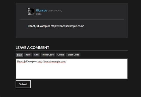 comment editor with react js react js examples