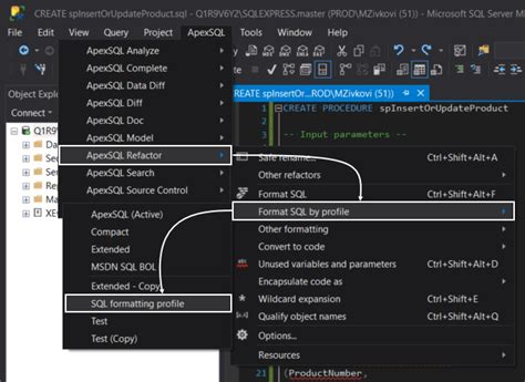 how to create use edit and delete sql formatting