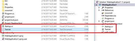 asp core folder and files structure dot net for all