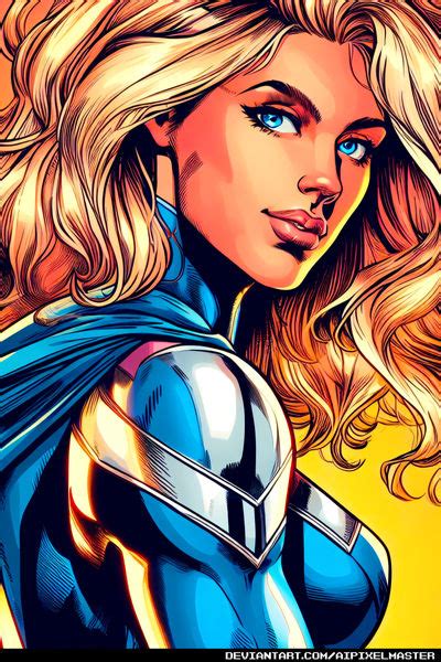 Gorgeous Azure Blaze Blonde Comic Book Hero Pinup By Aipixelmaster On