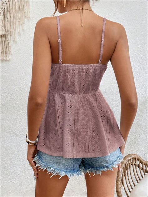 Shein Frenchy Contrast Lace Peplum Cami Top Shein Usa