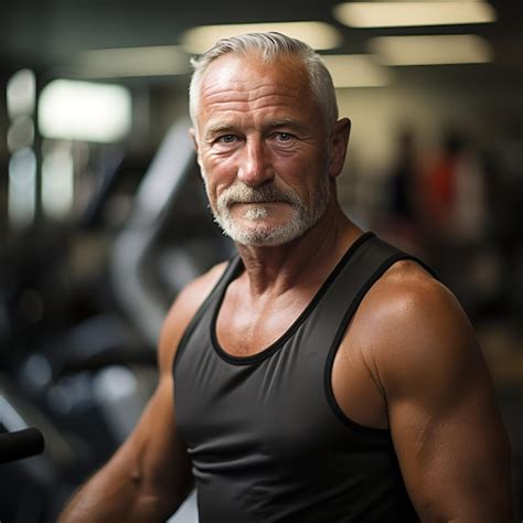 Premium Photo A Mid Aged Man In Gym Center Showing His Body Generative Ai