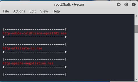 vscan vulnerability scanner tool using nmap and nse scripts in kali