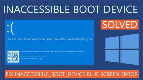 how to fix stop code inaccessible boot device