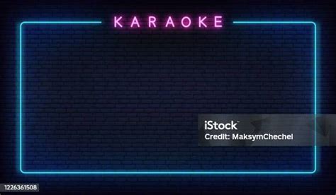 Karaoke Neon Background Template With Glowing Karaoke Text And Border