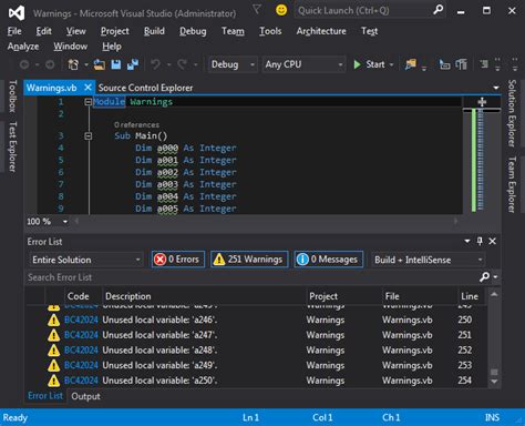 why am i getting vbc warning bc42206 maximum number of