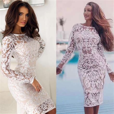 New Fashion Long Sleeve Bandage Dress Women O Neck Bodycon Elegant