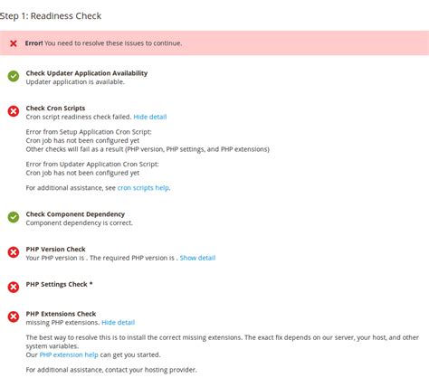 magento2 while installing extension readiness check fails in magento