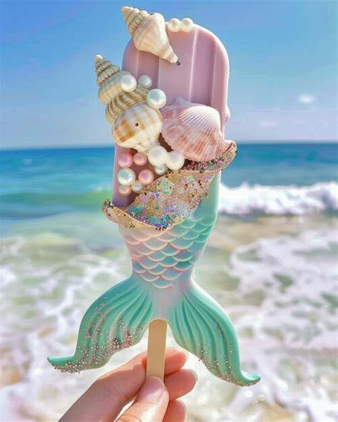 Premium Photo A Mermaid Tail Ice Cream On A Stick Decorated With