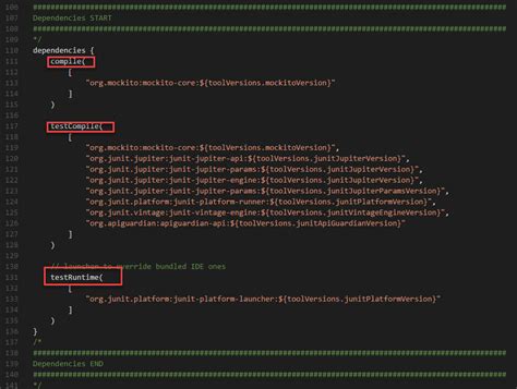 build gradle specifying multiple dependencies in gradle file stack