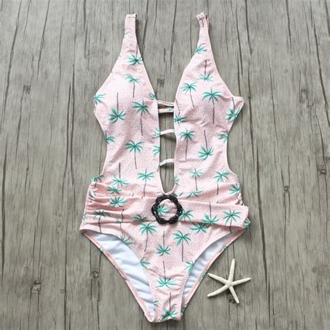 2018 Sexy Deep V Neck One Piece Swimsuit Women Backless Swimwear